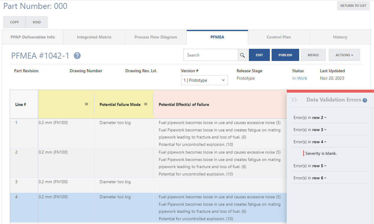 Ppap Deliverables Data Validation Errors Net Inspect