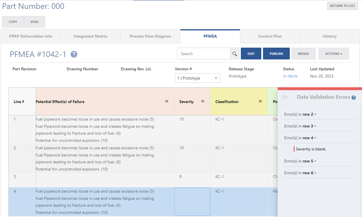 Ppap Deliverables Data Validation Errors Net Inspect