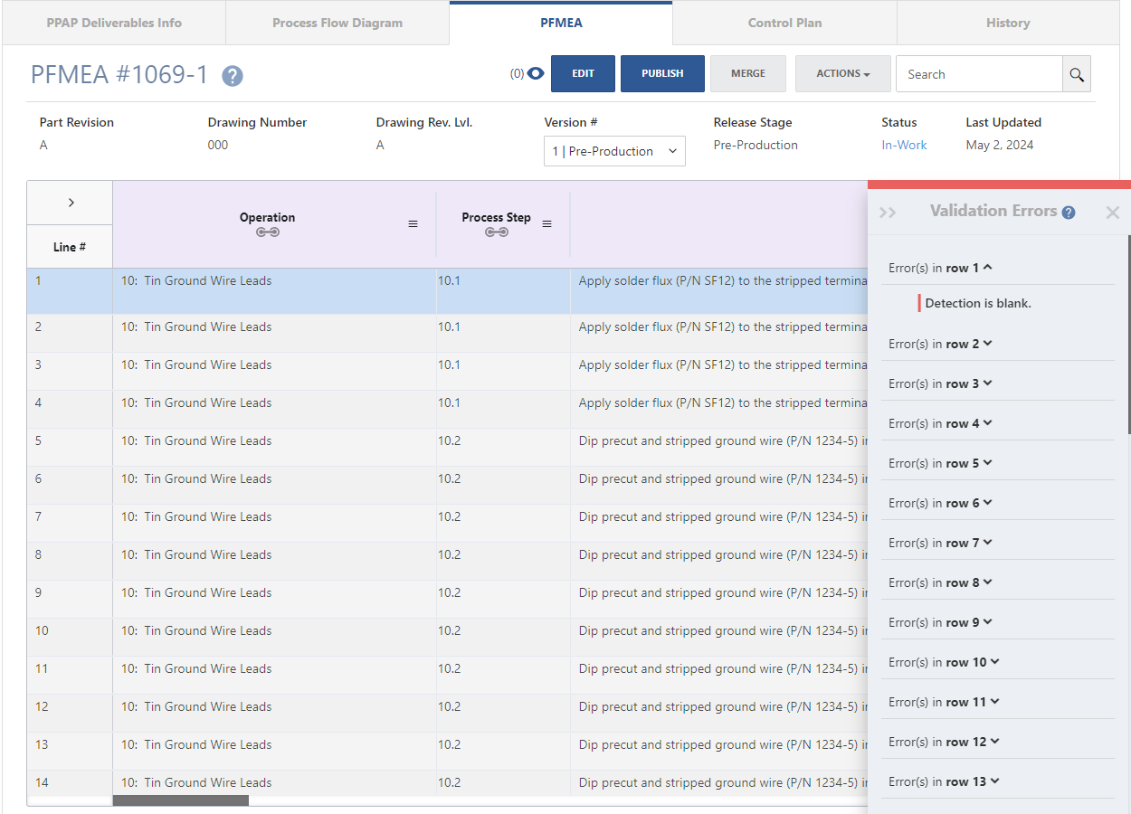 Ppap Deliverables Data Validation Errors Net Inspect